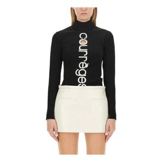 Courr&egrave;ges Femme, Pulls, Noir, Taille: 38 FR Pull Intarsia