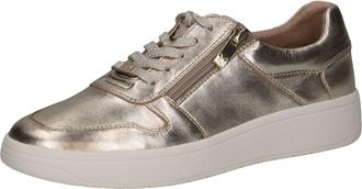 Caprice Damen Sneaker flach aus Leder mit Reißverschluss, Gold (Gold), 42 EU