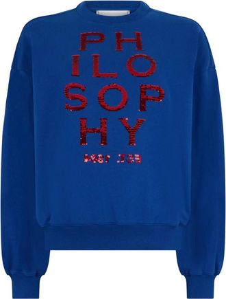 Philosophy di Lorenzo Serafini Femme, Sweatshirts et sweats &agrave; capuche, Bleu, Taille: 36 FR Graphic Sequin SweaT-shirt