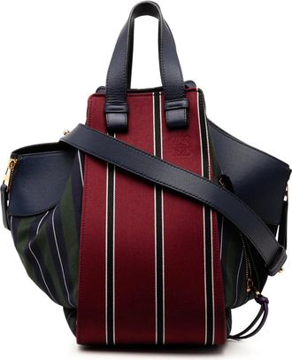 Loewe Hobo Bags - Medium Stripes Canvas and Leather Hammock Satchel - Gr. unisize - in Rot - f&uuml;r Damen