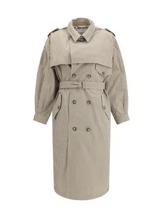 Isabel Marant Womens Coat Chilma Beige-Khaki Cotton Beige/khaki
