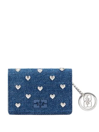 Ganni portefeuille &agrave; motif coeur - Bleu