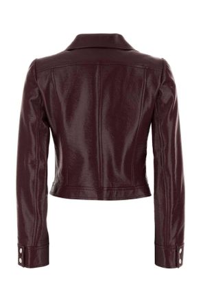Courr&egrave;ges Womens Aubergine Vinyl Blazer Burgundy Giubbini Jacket