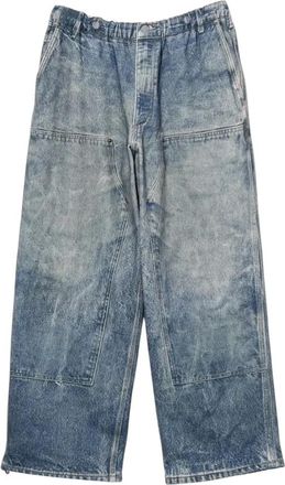 Beams Plus Homme, Jeans, Bleu, Taille: XL Mock Print Double Knee Sweat Pants