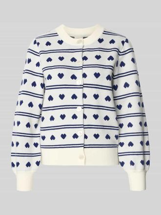 Ichi Regular Fit Cardigan mit Allover-Motiv-Stitching Modell Brielle