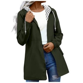 Generic 2025 Veste de pluie imperm&eacute;able avec capuche, veste de pluie l&eacute;g&egrave;re et doubl&eacute;e &agrave; fermeture &eacute;clair avec poches pour la randonn&eacute;e, vert militaire, 5XL