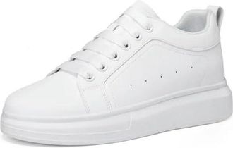 Generic ZBDP Chaussures élévatrices pour homme et femme Chaussures invisibles en cuir blanc à lacets Hauteur augmentant 6 cm 8 cm 10 cm, Blanc 8 cm., 38.5 EU
