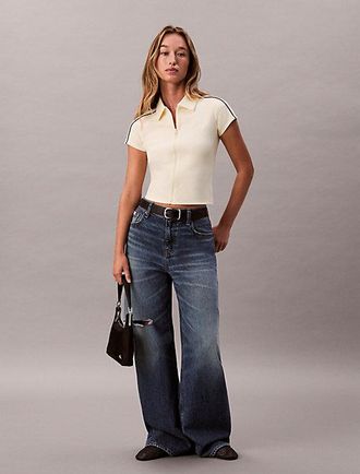 Calvin Klein Cropped Tech-poloshirt - Waxy Yellow - Damen - XS