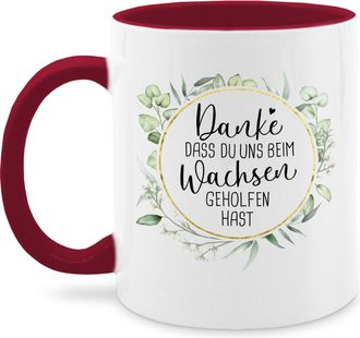 Shirtracer Tasse Tassen 325ml - Erzieherin - Danke dass du uns beim Wachsen geholfen hast I Geschenk Erzieher Kita I Danke Geschenk Tagesmutter - 325 ml - Bordea