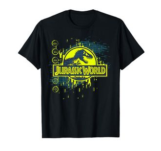 Jurassic Park Yellow T-Rex Logo Glitch T-Shirt