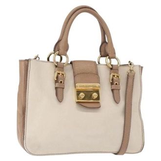 Miu Miu Sac &agrave; main en cuir Pre-owned - Femme - Pre-owned - Beige - Taille: ONE Size