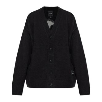 Yohji Yamamoto Cardigan avec &eacute;cusson logo - Femme - Pulls - Noir - Taille: 36 FR