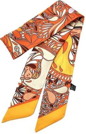 Generico &Eacute;charpe cor&eacute;enne avec fleurs de noix de cajou, ruban polyvalent pour sacs, cheveux et mode printani&egrave;re, orange., taille unique