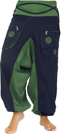 Guru Shop Haremshose, Pluderhose, Pumphose, Aladinhose Spirale - Schwarz/gr&uuml;n, Damen, Baumwolle, Size:XL