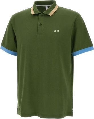 Sun 68 Homme, Tops, Vert, Taille: L Polo &agrave; larges rayures sur le col
