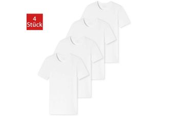Schiesser T-Shirt 95/5 Organic Cotton (4-tlg) Rundhalsausschnitt, kurzarm, im 4er Pack