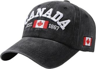 Generic Casquette de baseball du Canada 2026 avec drapeau brodé feuille dérable réglable, Noir, Taille unique