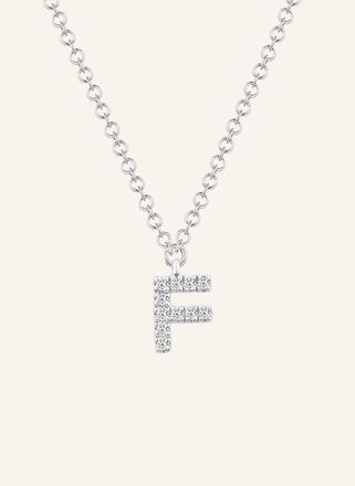 Leaf Initialien Halskette F Aus 14 Karat Wei&szlig;gold Mit Diamanten silber