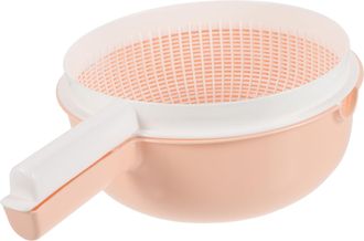 Cabilock Abtropfkorb mit Deckel Obstkorb für die Küche waschen Abfluss Entleeren groß Reiskolle Plastiksieb mit Griff doppellagiger Ablaufkorb Wäschekorb herst