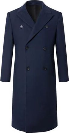 Generic Manteau long classique &agrave; double boutonnage pour homme, trench dhiver en laine m&eacute;lang&eacute;e, coupe ajust&eacute;e, &eacute;l&eacute;gant et chaud, id&eacute;al pour le travail et les 