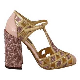 Dolce & Gabbana Kristall Leder Pumps in Rosgold - - Shoes - Damen - Gelb - 35 EU