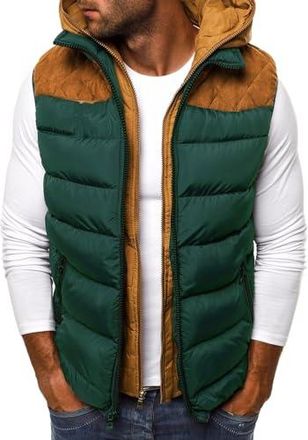 Feoya Veste Matelassée sans Manche Homme Coton Gilet Doudoune à Capuche Hiver Chaud 6XL Manteaux Blouson sans Manches Rembourré Grande Taille Gilet avec Cap