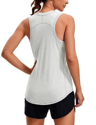 CRZ YOGA Damen Sport Tank Top Racerback Ärmelloses Yoga Oberteile Sommer Fitness Tops Gym Leichte Sporttop Silberner Nebel 40