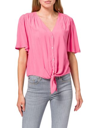 Tommy Jeans Damen Tjw Ss Cropped-Shirt mit Knoten vorne Bluse, Botanical Pink, X-Large