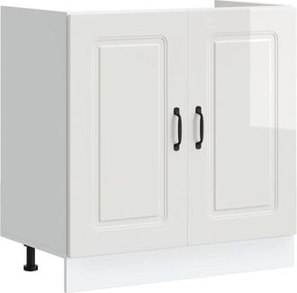 vidaXL Meuble bas pour &eacute;vier Kalmar blanc brillant 80x46x81,5 cm vidaXL