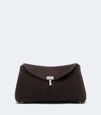 Toteme Clutch T-Lock Nano aus Veloursleder