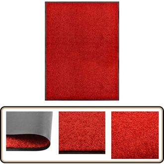 vidaXL Fußmatte Waschbar Rot 90x120 cm - Teppich - Fußmatte - Innenraumdekoration - Outdoor-Dekoration - Anti-Schmutzmatte