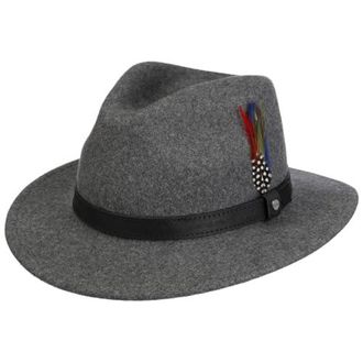 Stetson Chapeau en Laine Rincova Traveller Homme - Feutre de Outdoor avec Bandeau Cuir Automne-Hiver Hiver - 57 cm Gris-mouchete