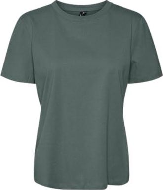 Vero Moda Vero Mode Top T-Shirt Femme Col Rond Manches Courtes Coupe Normale, Couleurs:Vert, Taille:XL