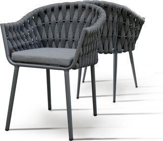 Destiny Sessel Molino 2er Set stapelbar, Aluminium + Rope, anthrazit meliert