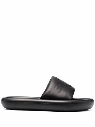 Stella McCartney claquettes &agrave; logo perfor&eacute; - Noir