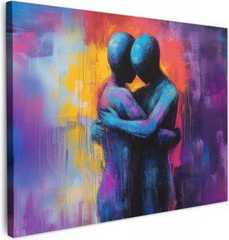 MuchoWow &copy; Wandbilder 80x60 cm Wohnzimmer Wanddeko Schlafzimmer Zimmerdeko Wandgem&auml;lde Zimmer Deko auf Wand Dekoration Wall Art Omarmen - Lichamen - Paars