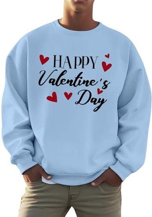 Generic 2026 - Sweat-shirt d&eacute;contract&eacute; &agrave; col rond pour homme et femme - Imprim&eacute; lettre - Pour la Saint-Valentin (4), bleu clair, 3XL