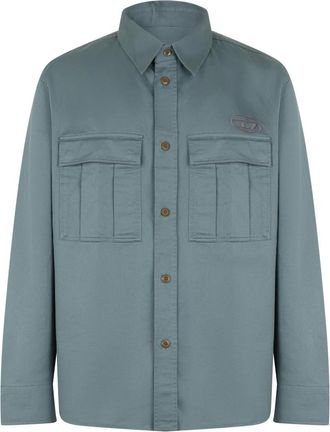Diesel Homme, Vestes, Bleu, Taille: 2XL Veste Bleu Clair avec Col et Poches