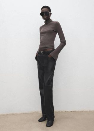 Mango Rollkragenpullover mit Trompeten&auml;rmeln mittelbraun - Damen - XL - MANGO