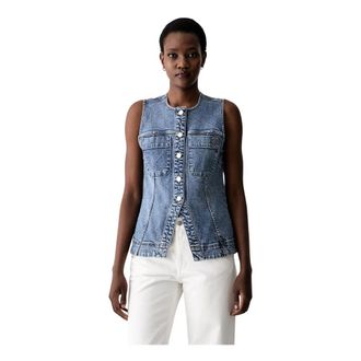 DKNY Longline Denim Weste - - Jackets - Damen - Blau - S