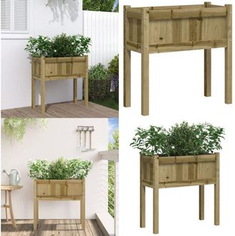 vidaXL Pflanzk&uuml;bel mit Beinen 70x31x70 cm Kiefernholz Impr&auml;gniert - Holzpflanze - Gartent&ouml;pfen - K&uuml;beln - Blumenerde - Balkonpflanzen - Home & Living