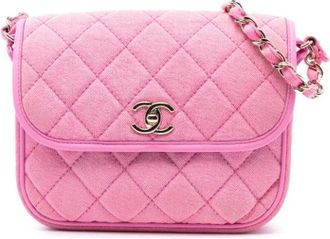 Chanel Pre-owned Vintage Quilted Denim Crossbody - Femme - Pre-owned - Rose - Taille: ONE Size