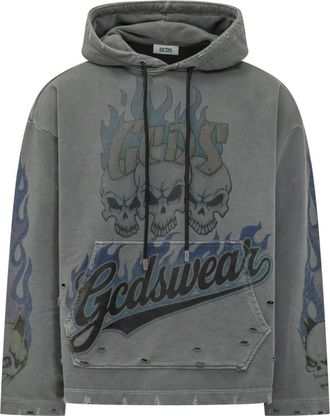 GCDS Gcds, Homme, Sweatshirts et sweats &agrave; capuche, Gris, Taille: XS Riders Sweat &agrave; capuche