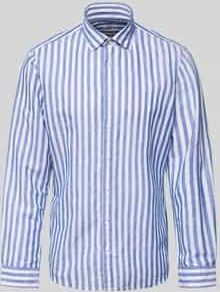 Jake*s Slim Fit Business-Hemd aus Leinen-Mix mit Kentkragen