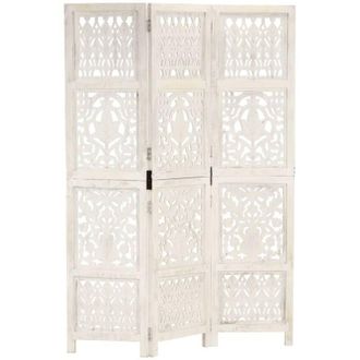 vidaXL Vidaxl - Cloison de s&eacute;paration 3 panneaux Blanc 120x165 cm Bois manguier