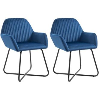 vidaXL Esszimmerst&uuml;hle 2 Stk. Blau Samt Vidaxl