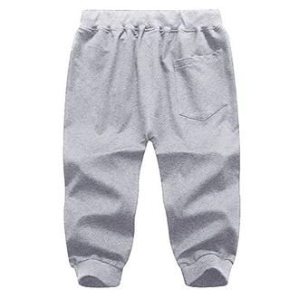 Generic Pantalon de surv&ecirc;tement pour homme 3/4 - Pantalon de sport pour homme - Couleur unie - Pantalon de loisirs tendance - Respirant - Avec poches et cordo