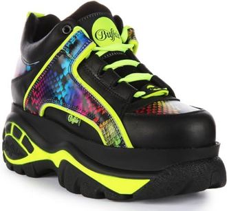Buffalo 15333251 Womens Lace Up Leather Platform Trainers (Vert Noir, EU 36)