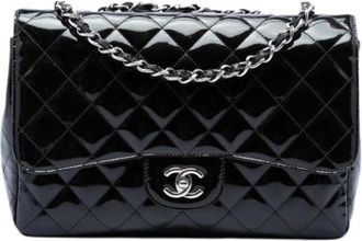 Chanel Sac bandouli&egrave;re matelass&eacute; en cuir verni doccasion - Femme - Pre-owned - Noir - Taille: ONE Size