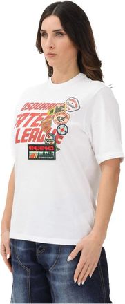 Dsquared2 Femme, Tops, Blanc, Taille: 42 FR T-shirt &agrave; manches courtes